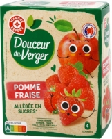 Gourdes allégées en sucres pomme fraise - 4 x 90 g - DOUCEUR DU VERGER ...