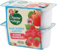 Coupelles sans sucres ajoutés pomme framboise - 4 x 100 g - DOUCEUR DU ...