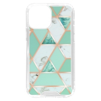 Coque Marbre iPhone 13 Pro Max Hybride avec Coins Renforcés turquoise ...