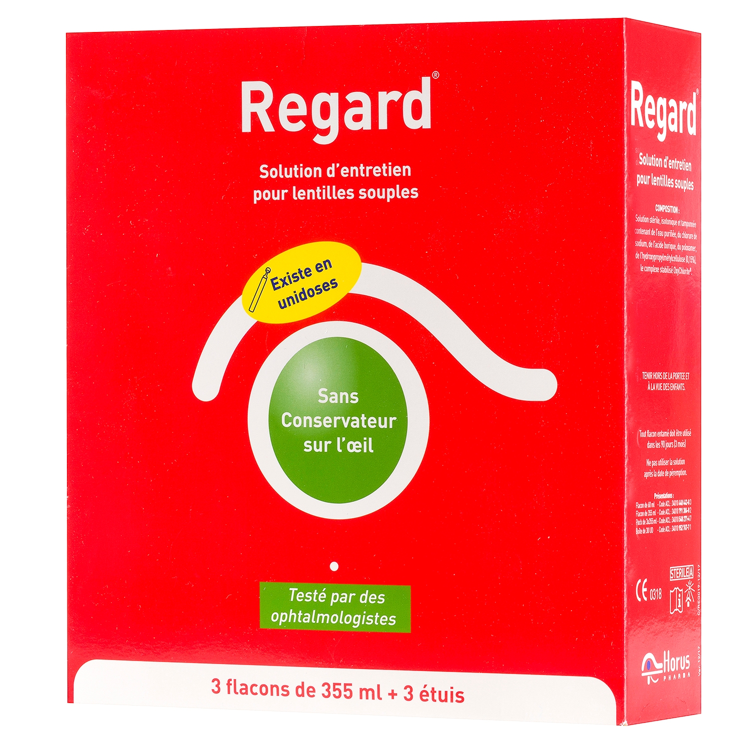 Regard 3x355ml : Produit pour lentilles à prix Leclerc – Optique-E.Leclerc
